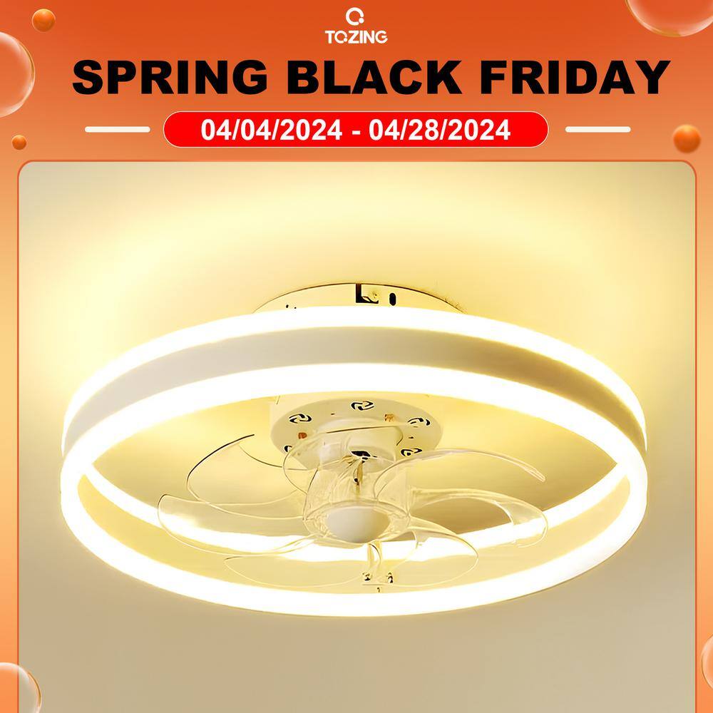 TOZING 19.6 in. Smart Indoor White Low Profile Modern Novel Flush Mount ...
