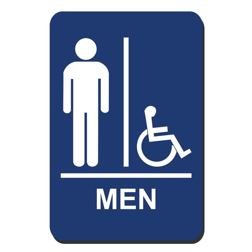 Lynch Sign 6 in. x 9 in. Men Accessible Braille for Latch Side of Door ...