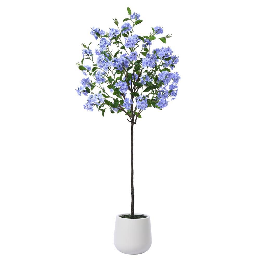 DR.Planzen 5 ft. Artificial Disassembled Blue Snowflake Tree with Oval ...