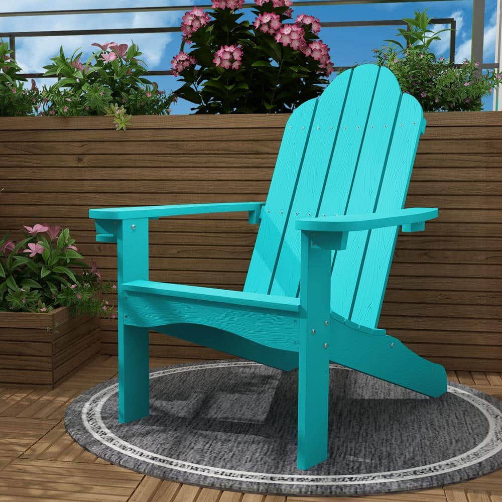 LUE BONA Aruba Blue Adirondack Chairs with Cup Holder for Fire Pit and ...