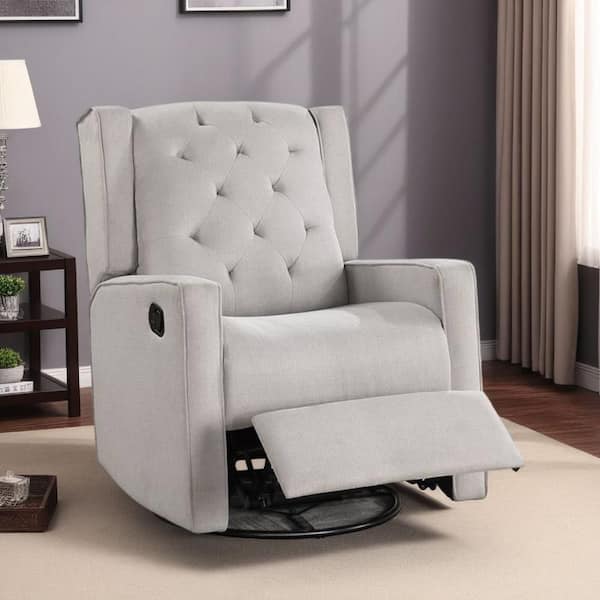 Benjara Push Blush Pink and Black Fabric Glider Recliner Chair with ...