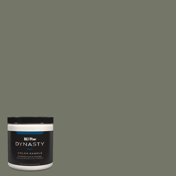BEHR DYNASTY 8 oz. #PPU10-19 Conifer Green One-Coat Hide Satin Enamel ...