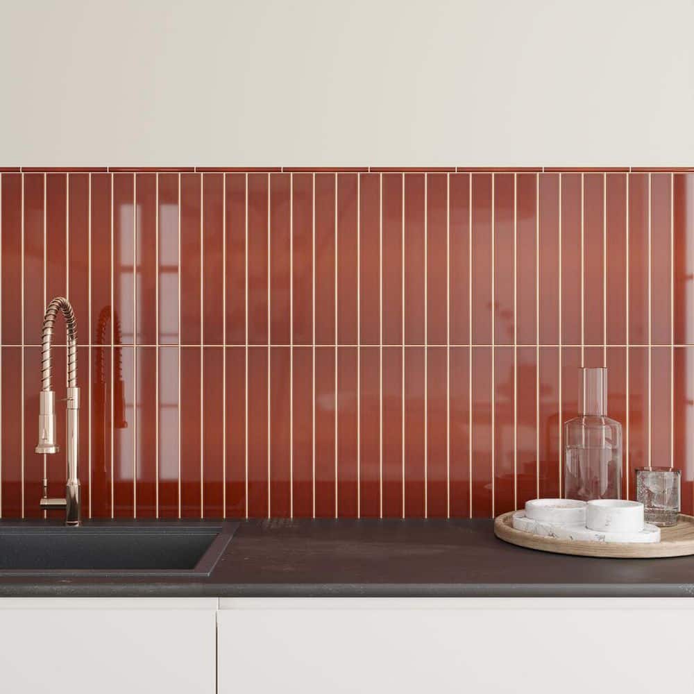 Apollo Tile Horizonte 2 in. x 16 in. Glossy Caramel Ceramic Subway Wall ...