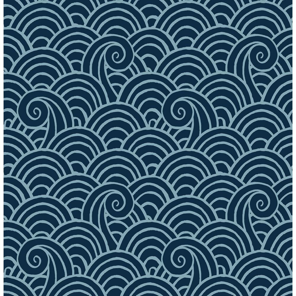 A-Street Prints Alorah Navy Wave Fabric Non-Pasted Wallpaper 4081-26305 ...