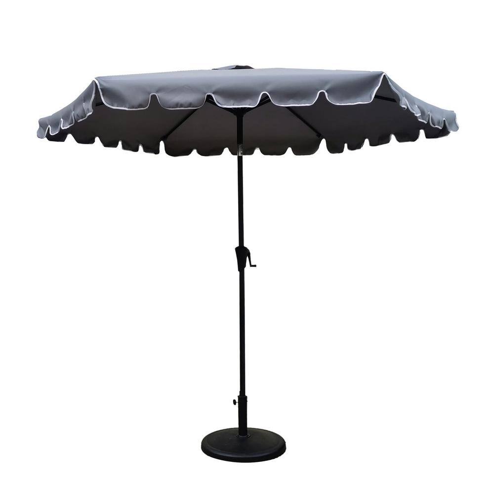 FORCLOVER 9 ft. Aluminum Market Push Button Tilt Scalloped Patio ...