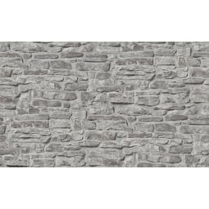 Bricks and More Collection Grey Granite Stone Effect Matte Finish Vinyl ...