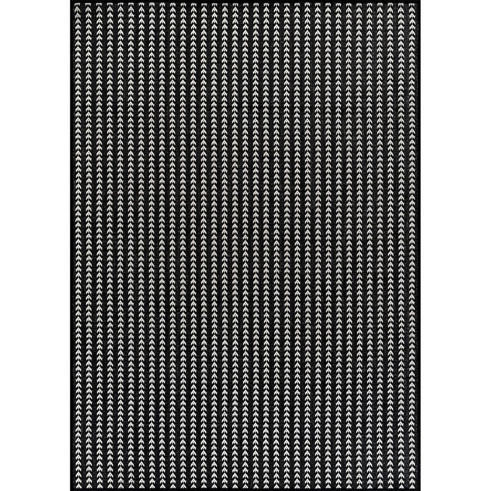 Beverly Rug Arrow Black 9 ft. x 12 ft. Chevron Striped Washable Indoor ...