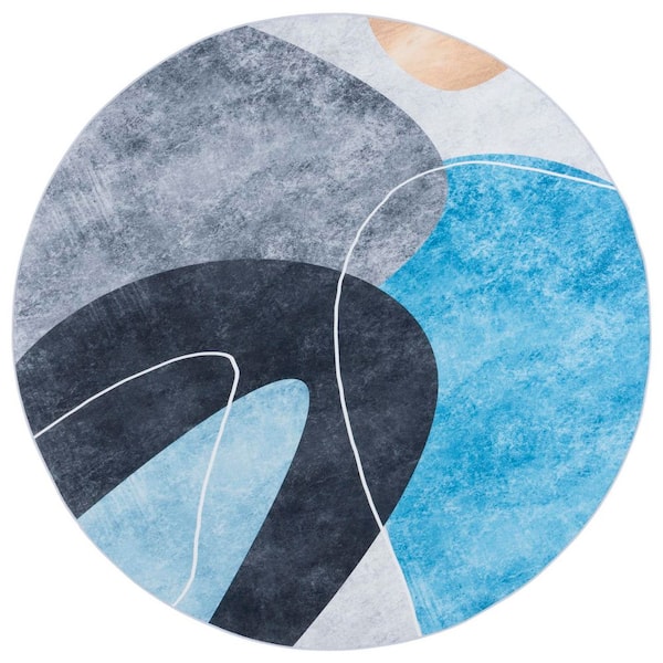 SAFAVIEH Malibu Dark Gray/Turquoise 6 ft. x 6 ft. Machine Washable ...