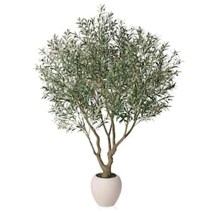DR.Planzen 8 ft. Artificial Olive Tree with Large White Planter, Faux ...