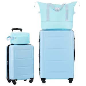 Merax Lightweight Durable 4 Bags 4-Piece Light Blue ABS Hardshell ...