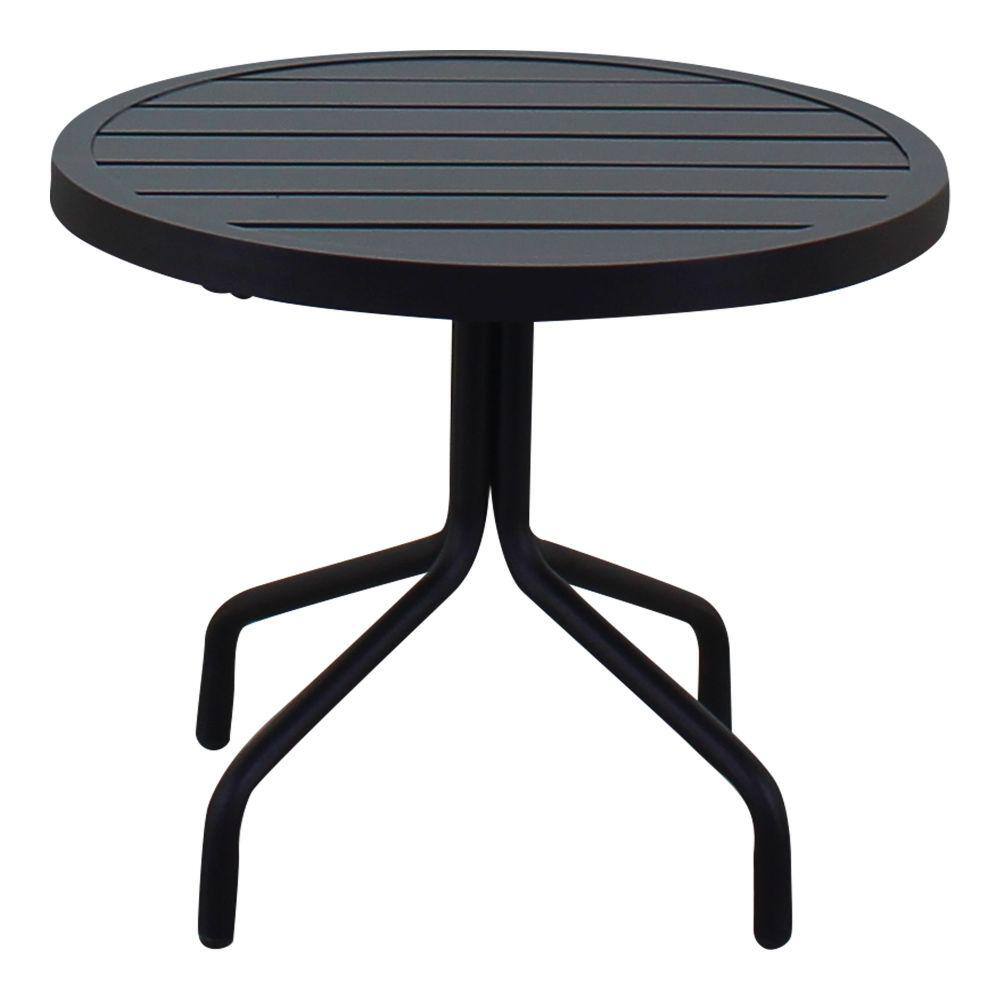 Courtyard Casual Santa Fe 20 in. Outdoor Round End Table with Aluminum ...