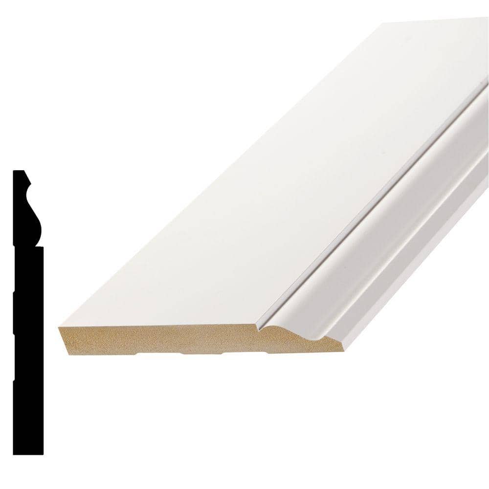Alexandria Moulding 7163 9/16 in. x 5-1/4 in. x 96 in. Primed MDF ...