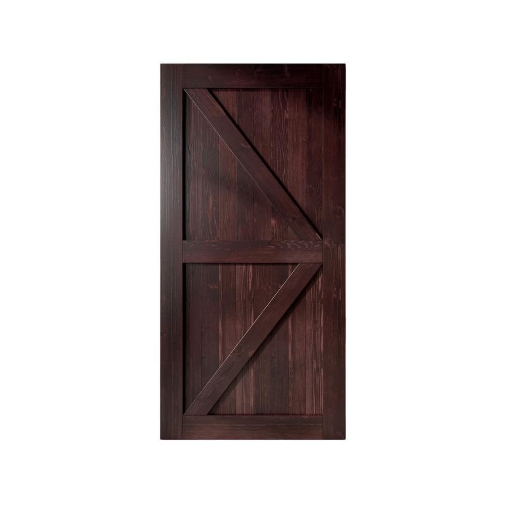 HOMACER 42 in. x 84 in. K-Frame Red Mahogany Solid Natural Pine Wood ...