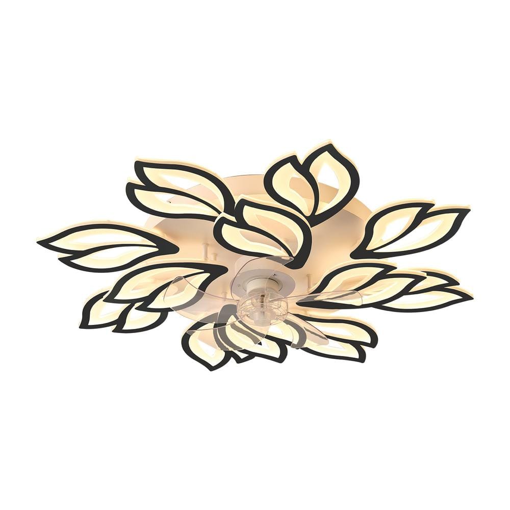 OLUZO 35 in. Indoor Black Ceiling Fan with Lights Remote Control ...