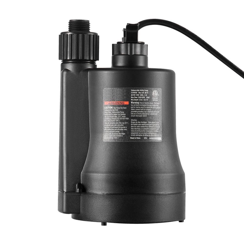 SKYSHALO Utility Pump 1/3 HP 2450 GPH High Flow 30 ft. Head Sump Pump ...
