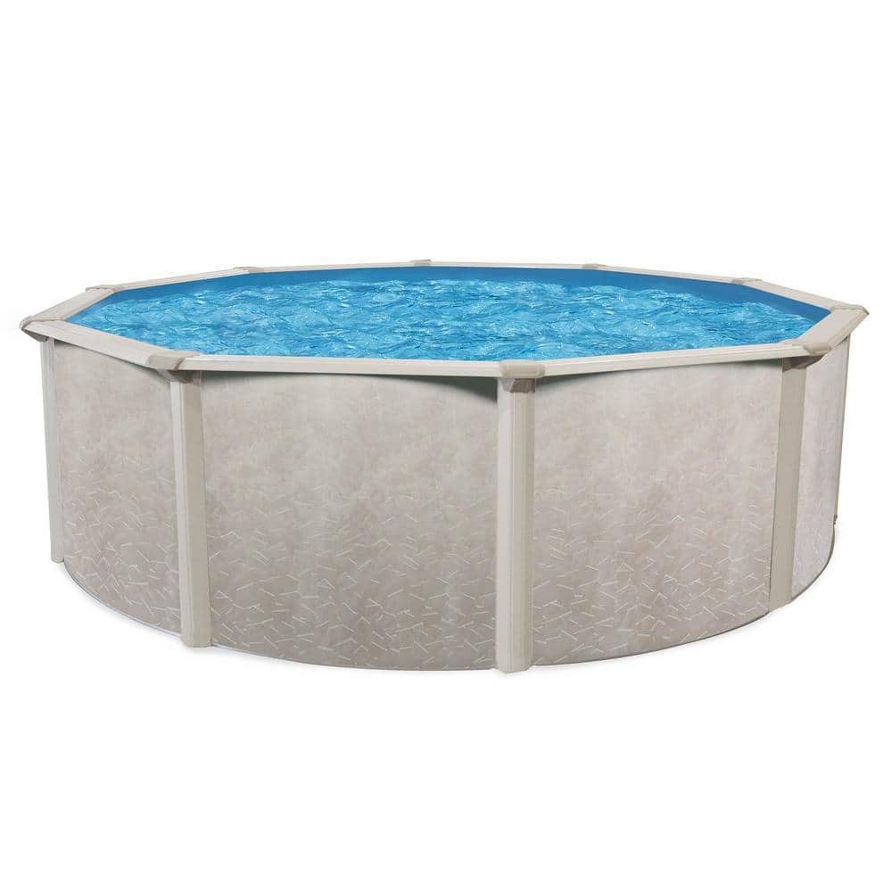 AQUARIAN 15 ft. x 52 in. Deep Steel Metal Frame Hard Side Round Above ...