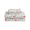 Laura Ashley Jolly Cardinals 3-Piece Evergreen/Red Flannel Twin Sheet ...