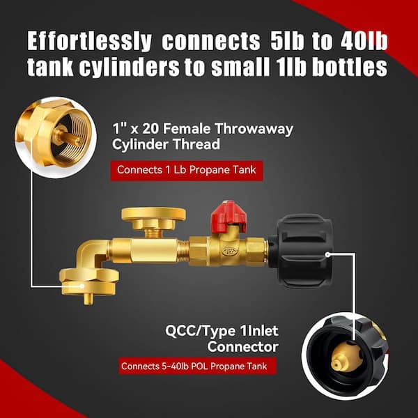 Lukvuzo Propane Refill Elbow Adapter with Tank Gauge and Valve Control ...