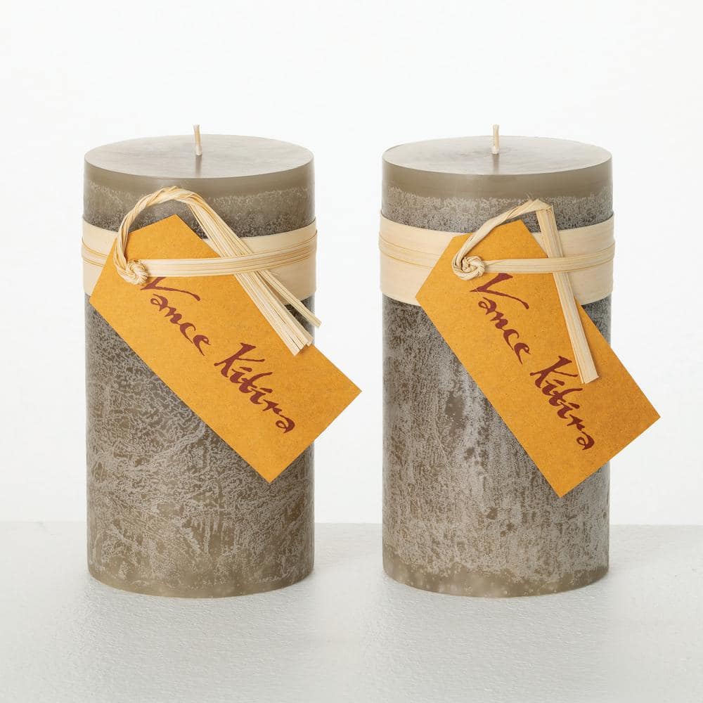 Vance Kitira 6 in. Desert Taupe Pillar Candles - Set of 2 CT246DTPKIT ...