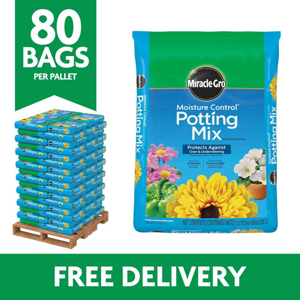 Miracle-Gro Moisture Control Potting Mix Pallet, 80 cu. ft., For Indoor and Outdoor Container ...