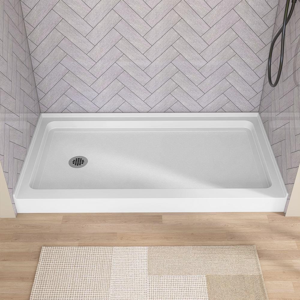 Getpro 60 in. L x 32 in. W Rectangular Alcove Shower Pan Base with Left ...