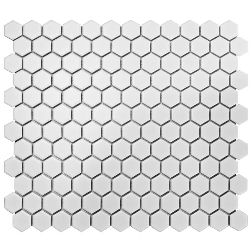 Merola Tile Metro Hex Matte White 10-1/4 in. x 11-7/8 in. x 5 mm ...