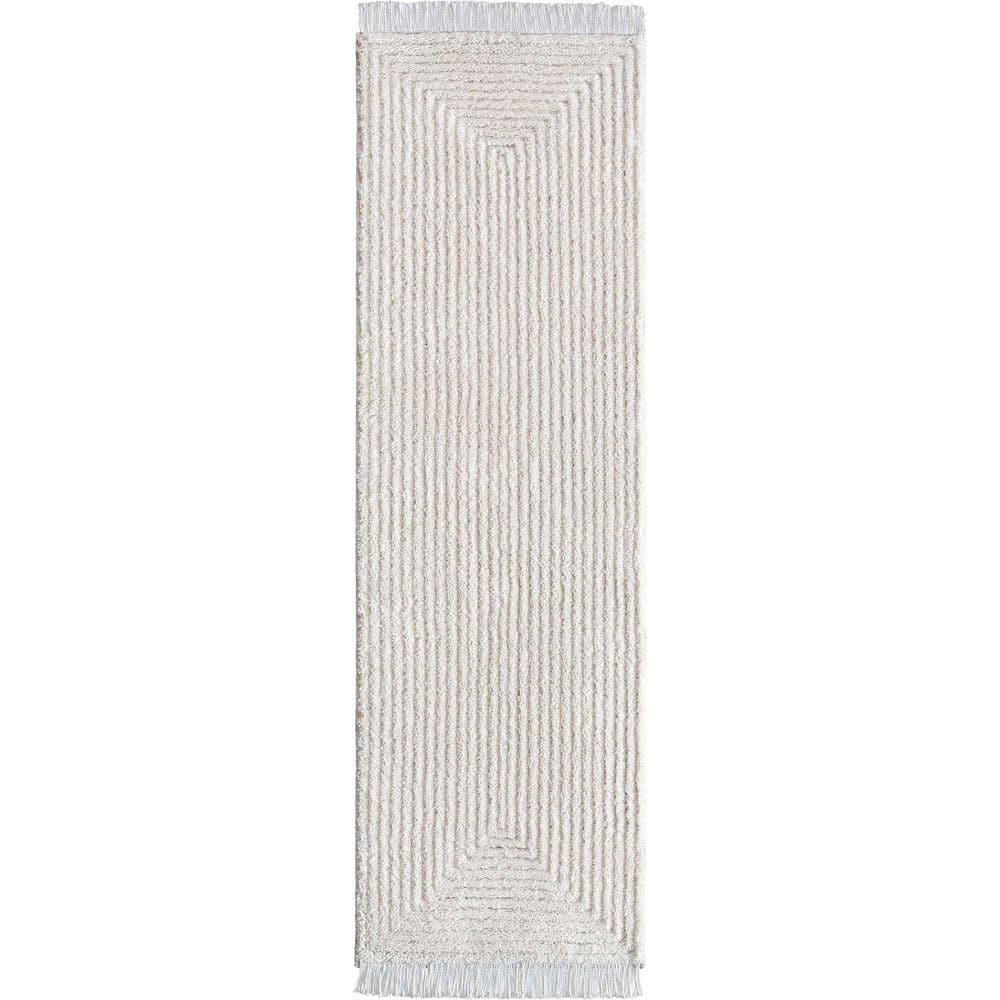 Well Woven Marina Monroe Modern Solid Shag, Ivory 2 ft. 3 in. x 7 ft. 3 ...