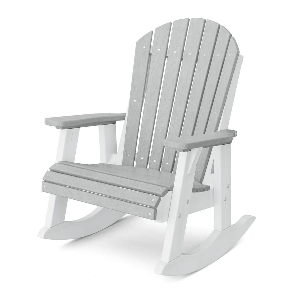 Wildridge Heritage Light Gray and White Plastic Adirondack Outdoor ...