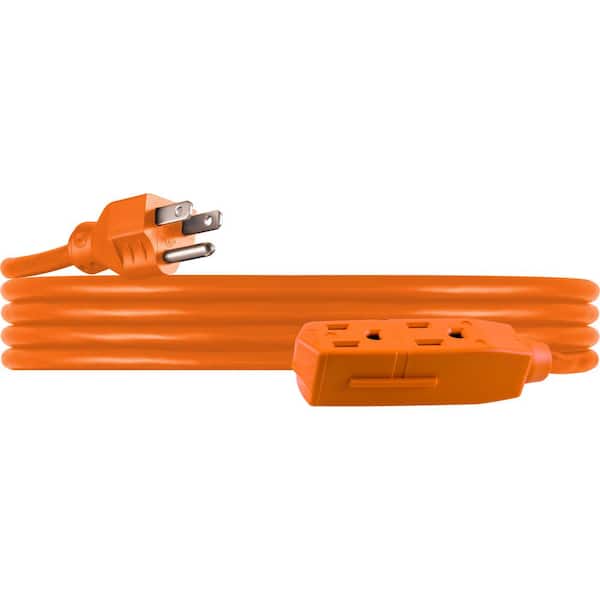 GE 3-Outlet 9 ft. Cord 16-Gauge Grounded Extension Cord, Orange 50361 ...