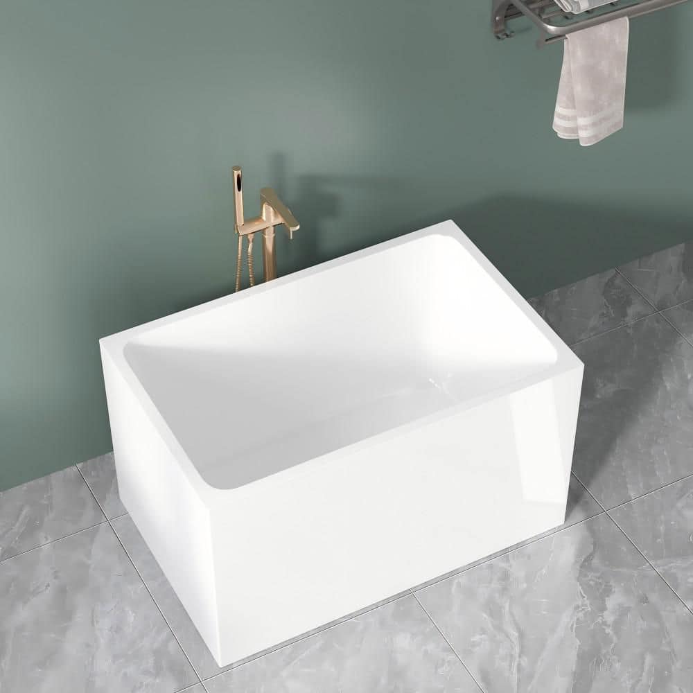 Vomlor 43 in. x 27 in. Acrylic Freestanding Rectangle Soaking Bathtub ...