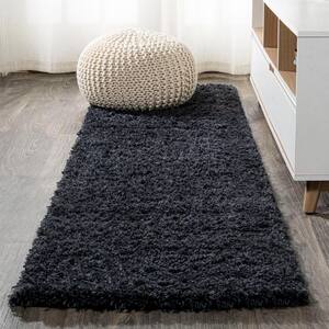 JONATHAN Y Groovy Solid Shag White 2 ft. x 10 ft. Runner Rug CLD100A ...