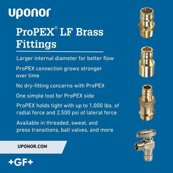 Uponor ProPEX 1/2 in. PEX-A Expansion Barb x 1/2 in. Copper Lead-Free ...