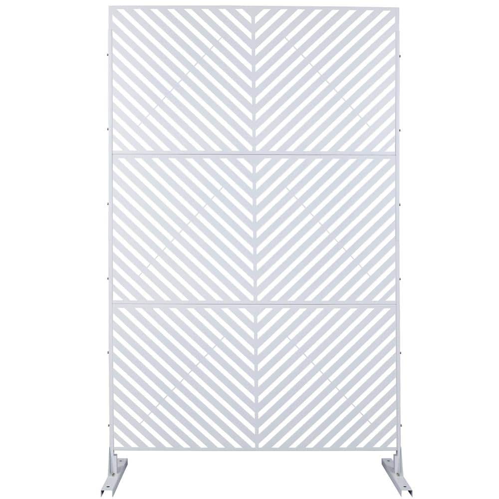 Zeus & Ruta 6.3 ft. H x 4 ft. W White Metal Privacy Screen Freestanding ...
