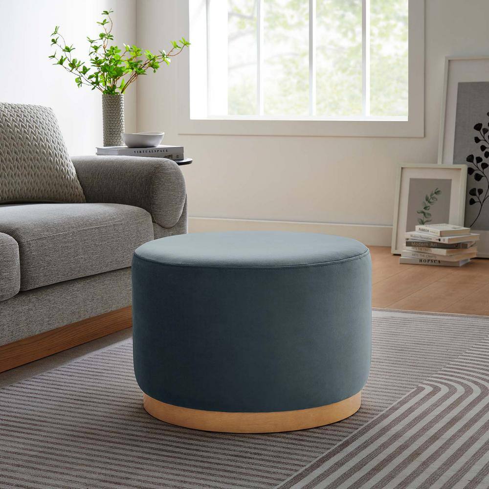 MODWAY Tilden Large 23 in. Round Performance Velvet Upholstered Ottoman ...