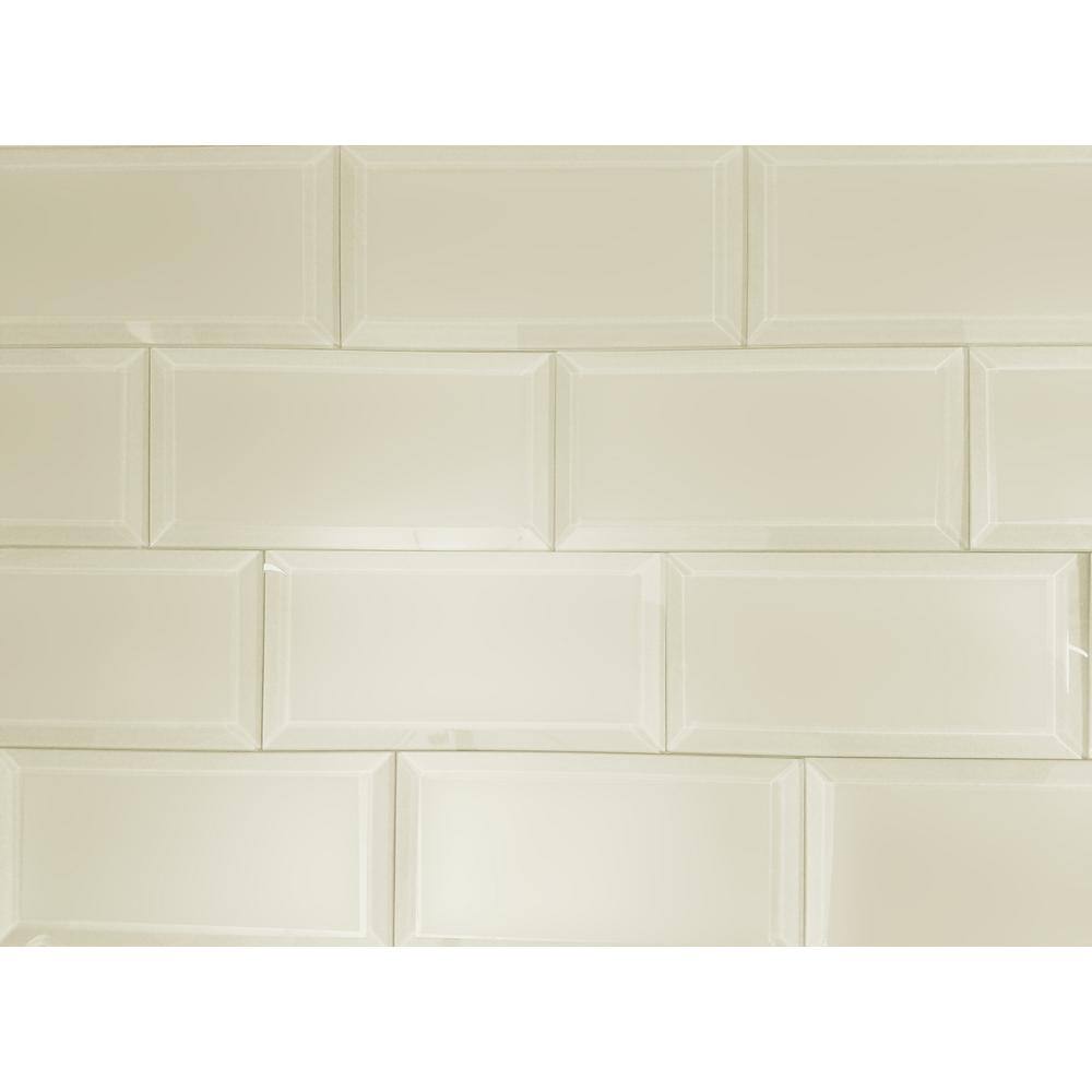 Reviews for ABOLOS Frosted Elegance Matte Beige Beveled Subway 3 in. x ...