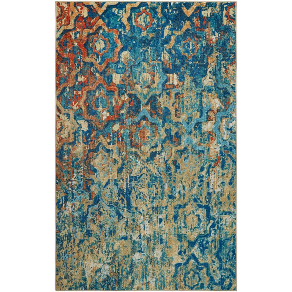 Mohawk Home Bodhi Blue 5 ft. x 8 ft. Abstract Area Rug 054982 - The ...