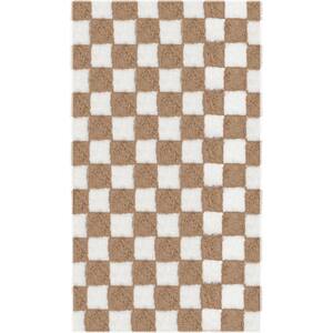 HaiiMeid Checkerboard Shag Brown/White 8 ft. x 10 ft. Checkered Area ...