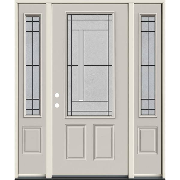 JELD-WEN 60 in. x 80 in. Right-Hand 3/4-Lite Atherton Decorative Glass ...