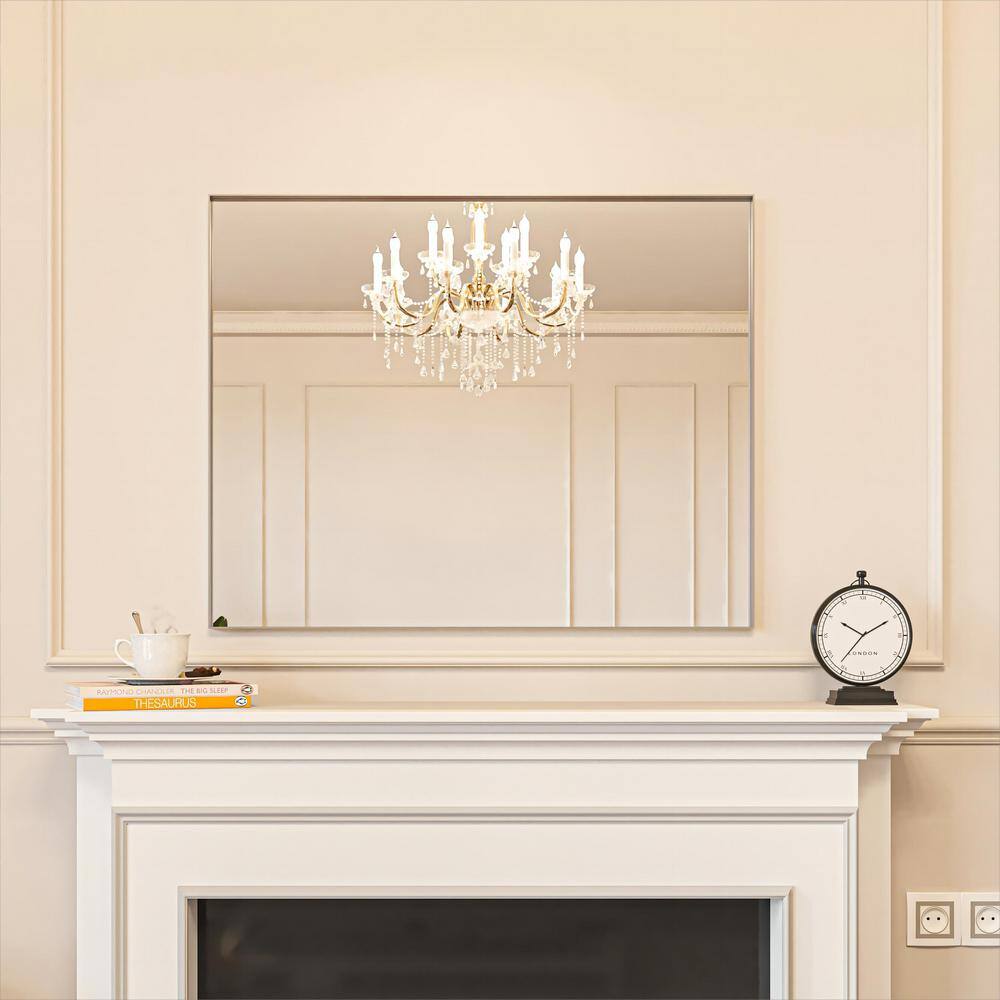 ORGANNICE 32 in. W x 40 in. H Silver Aluminum Rectangle Framed Tempered ...