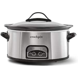 Large 8 Qt. Programmable Slow Cooker with Auto Warm Setting in Black ...
