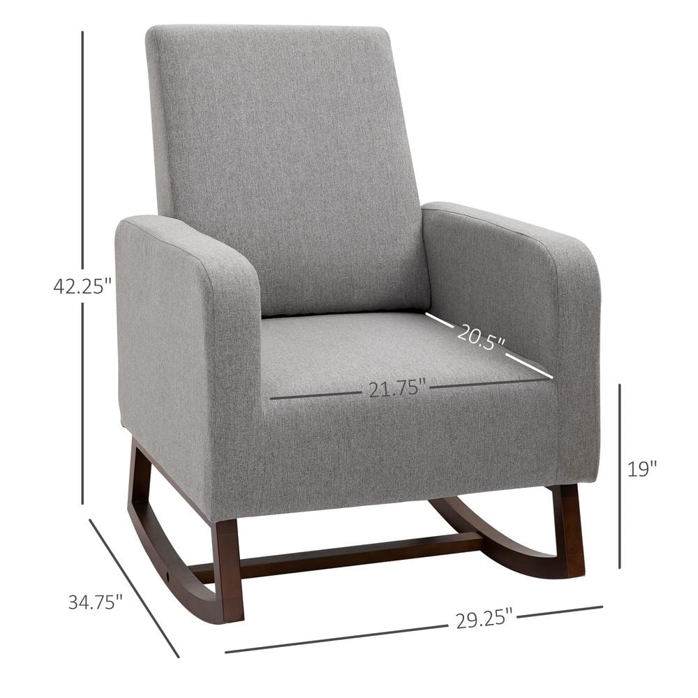 Buy Modern Grey Accent Lounge Rocking Chair with Solid Curved Wood Base ...