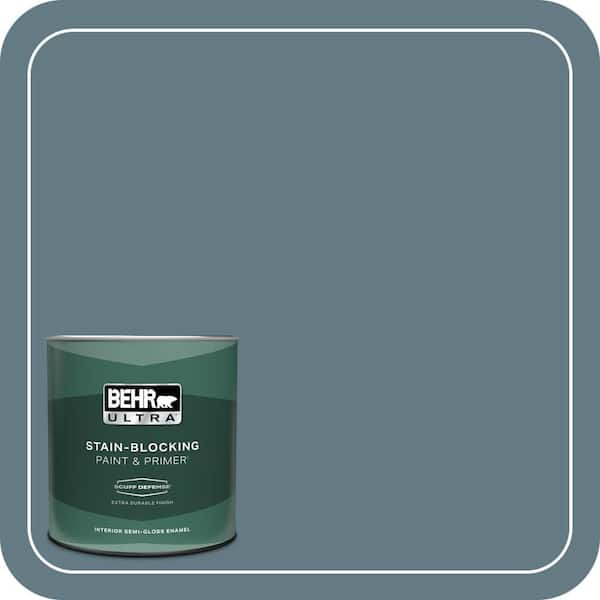 BEHR ULTRA 1 qt. #540F-5 Smokey Blue Extra Durable Semi-Gloss Enamel ...