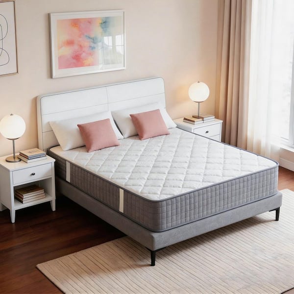YINIX Queen Medium Foam Plush Hybrid Euro Top 12 in. Bed-in-a-Box ...