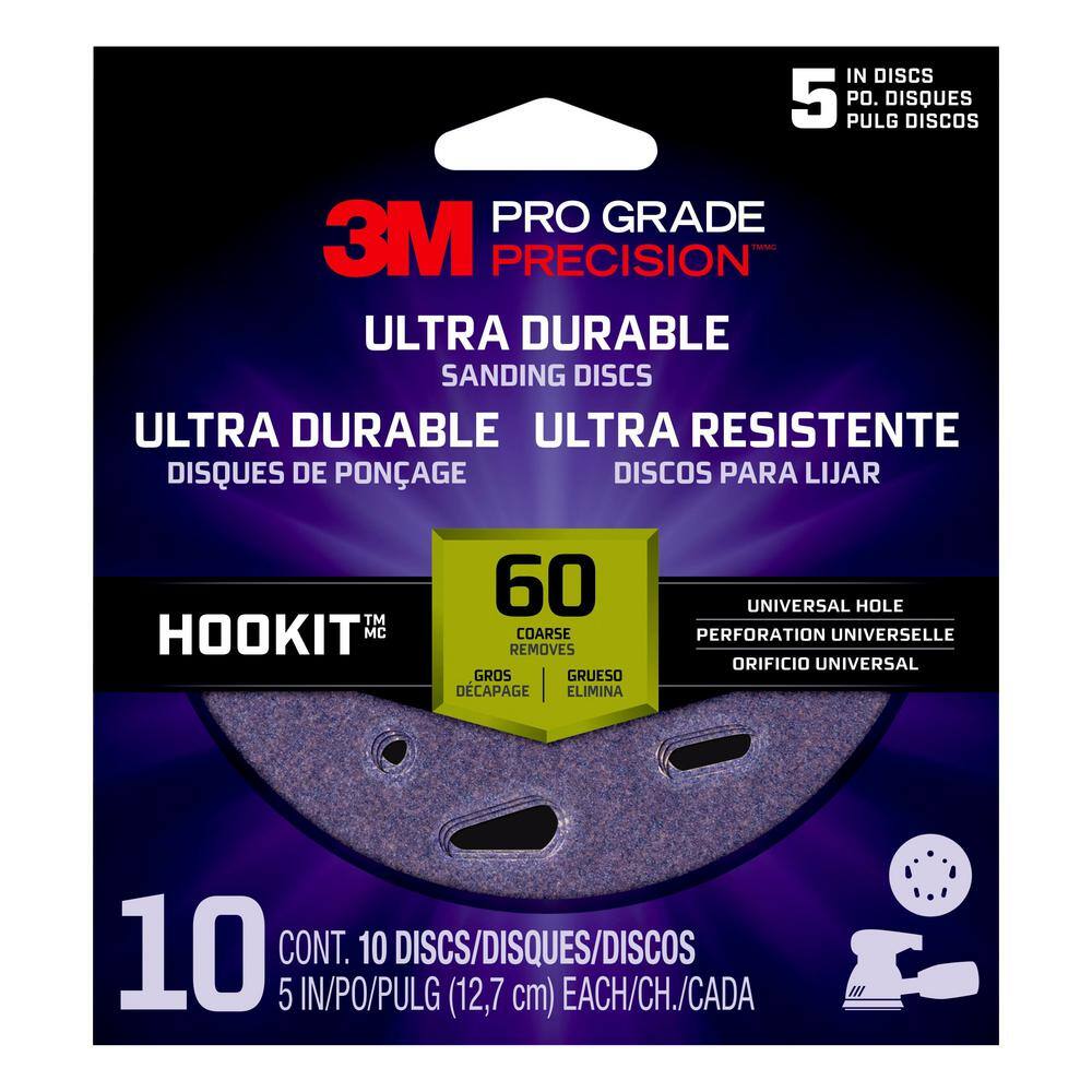 3M Pro Grade Precision 5 in. 60-Grit Ultra Durable Universal Hole ...