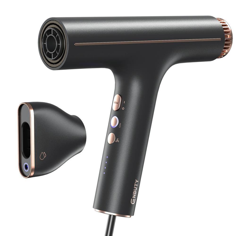 MOOSOO 1100-Watt Water Ionic Hair Dryer in Black with Magnetic Nozzle ...