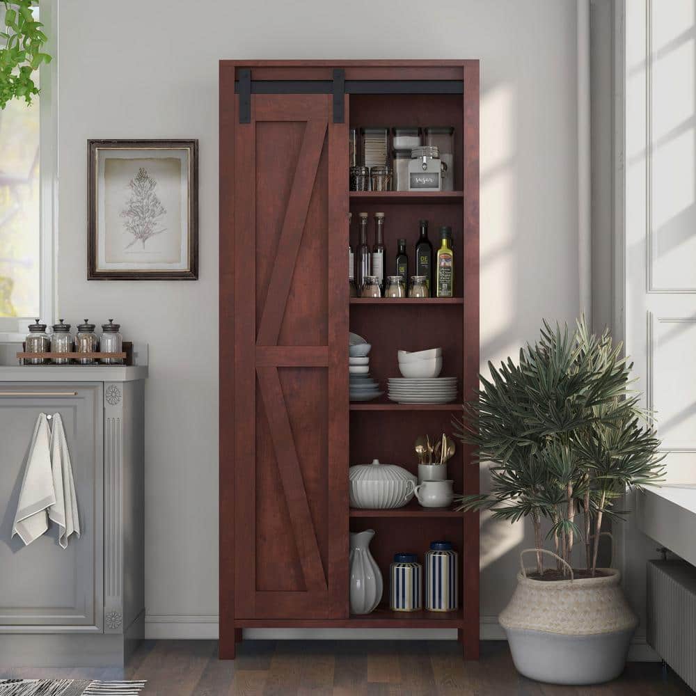 Furniture of America Wilda Vintage Walnut Food Pantry Cabinet with Barn ...