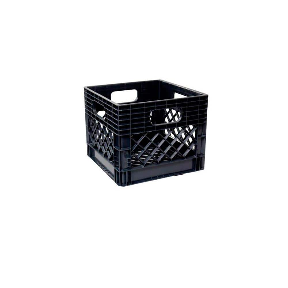 Edsal 16-Qt. Polypropylene Milk Crate Storage Box in Black (11 in. x 13 ...