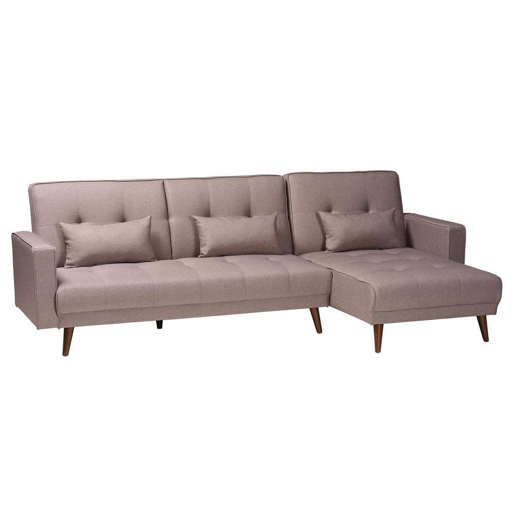 Baxton Studio Claire 104.5 in. Clay Fabric Twin Size Sofa Bed 245-13754-HD - The Home Depot