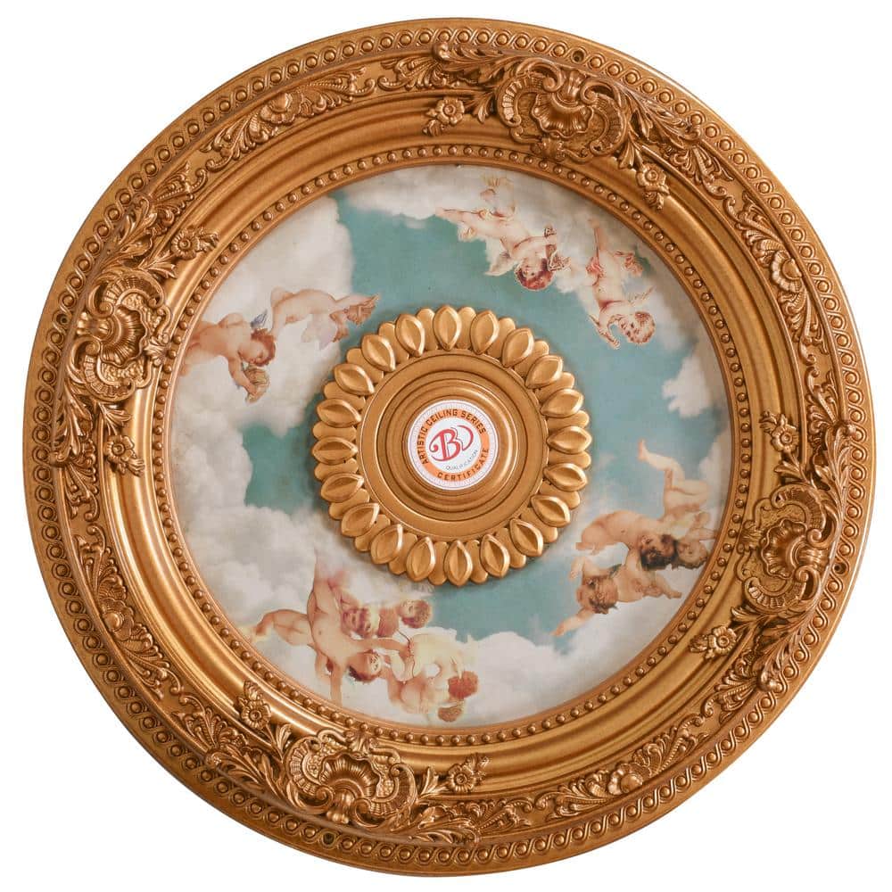 AFD 24 in. x 2 in. x 24 in. Cherub Sky Polysterene Ceiling Medallion ...