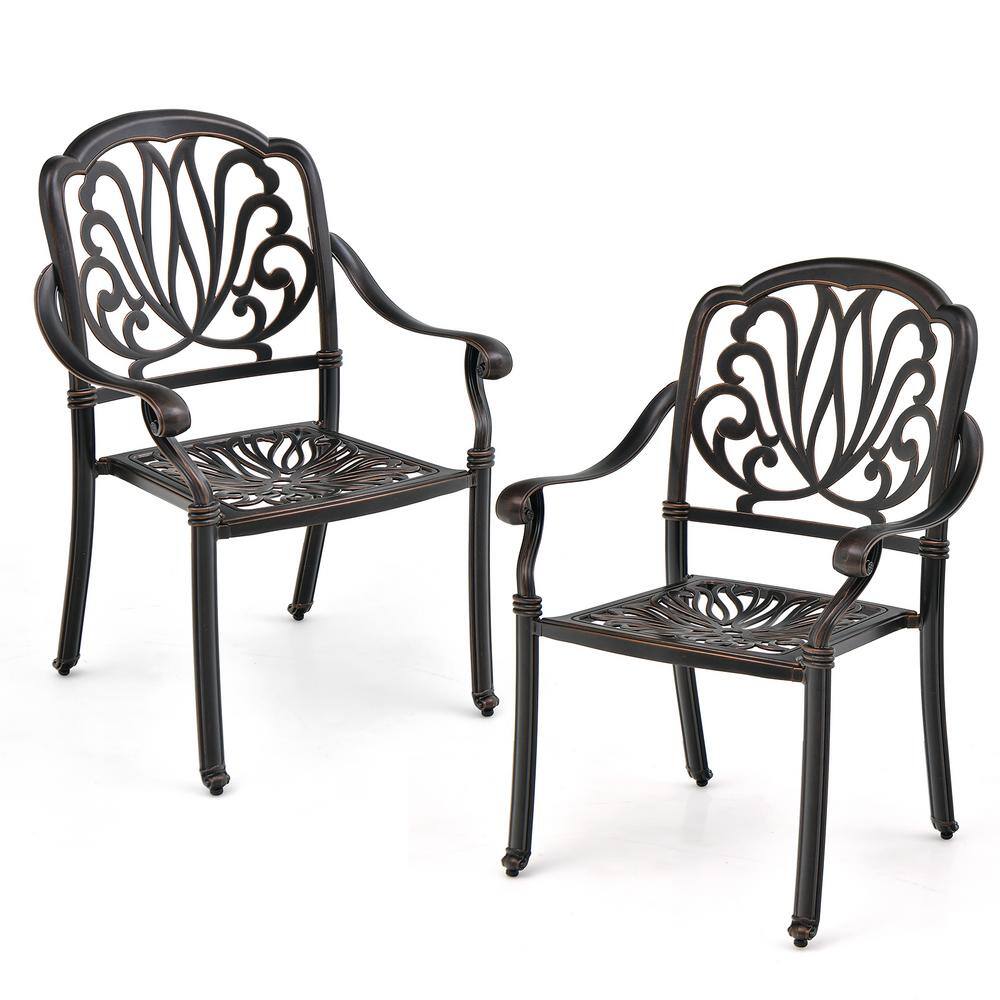 ANGELES HOME 2 Pieces Patio Cast Aluminum Dining Chairs with Armrests ...